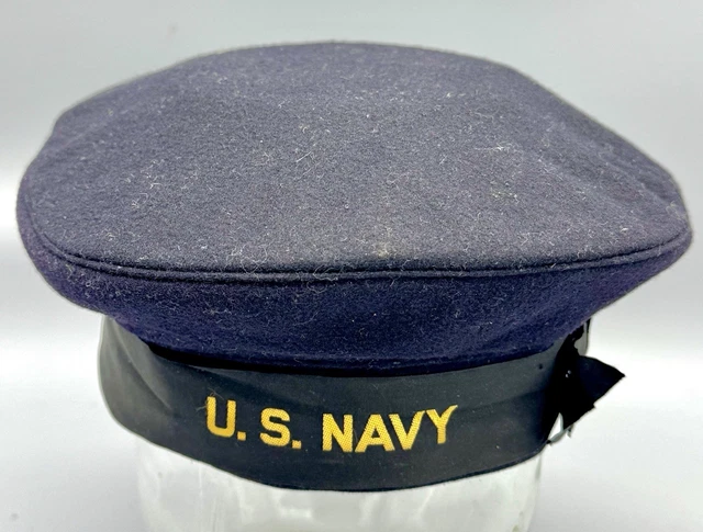 WW2 US NAVY Enlisted Wool Sailor Beret Donald Duck Flat Cap Named ...