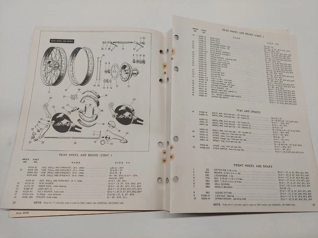 GENUINE HARLEY DAVIDSON 1953 to 1963 Parts Catalog 99452-63 $54.95 ...