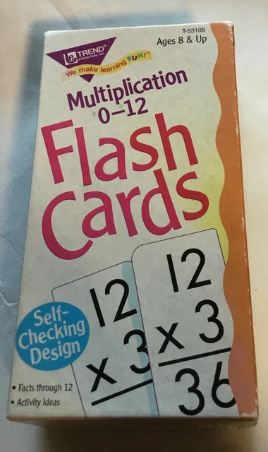 MULTIPLICATION FLASH CARDS (Times Tables Flashcards) All Facts 0-12 ...