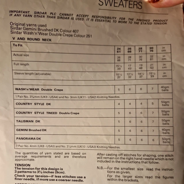 SIRDAR 4324 VTGE Knitting Pattern Child lacy Sweater 24-30" Gemini dk ...