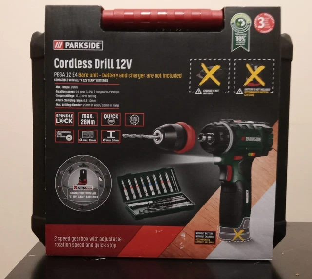 PARKSIDE 12V CORDLESS Drill Screwdriver BARE UNIT + Carry Case, 12v NEW ...