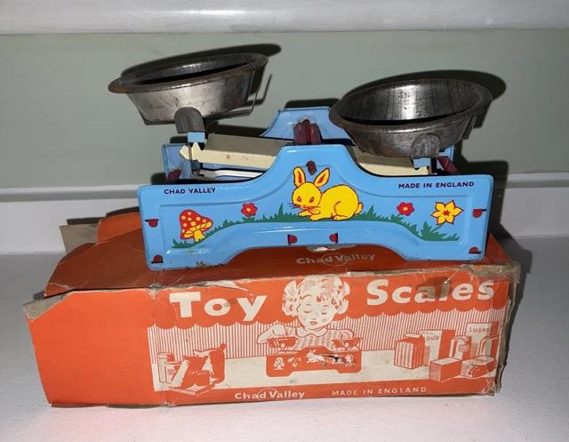 VINTAGE CHAD VALLEY Tin Plate Toy Scales-with Original Box -rare £19.44 ...