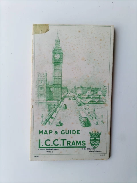 1925 LONDON TRAM Map L.C.C. Trams Guide Edition XI Timetable Vintage ...