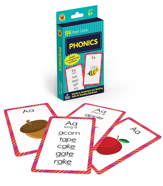 CARSON DELLOSA PHONICS Flash Cards for Kids Ages 4-8, Sound Recognition ...