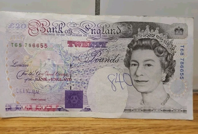 RARE OLD £20 Twenty Pound Note Circulated condition Kentfield/Faraday ...