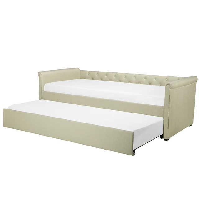 LIT BANQUETTE GIGOGNE en Tissu Beige 80 x 200 cm Elégant avec Touche ...