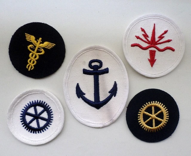 5 DDR NVA Volksmarine Aufnäher (Stoffabzeichen für Marine Uniform) East ...