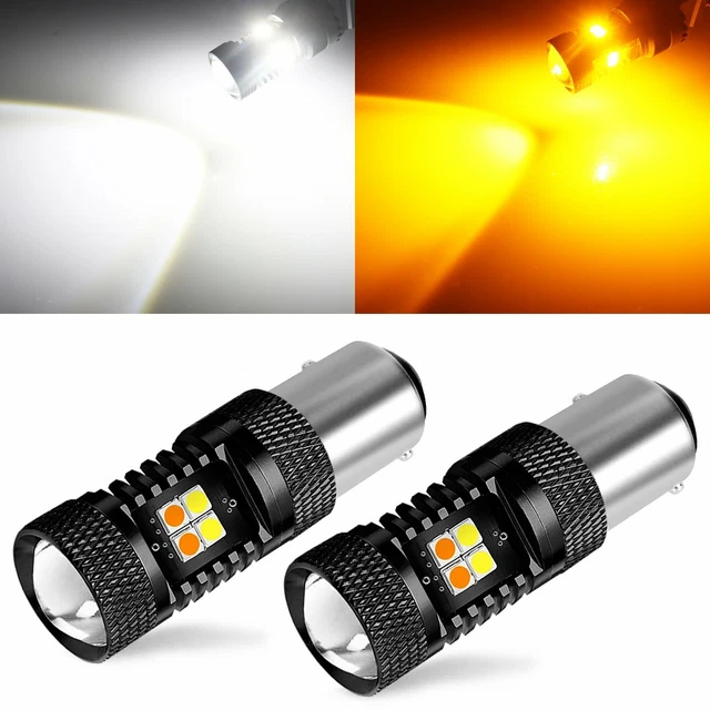 JDM ASTAR 2X Front 1157 Switchback White Amber LED Turn Signal DRL ...