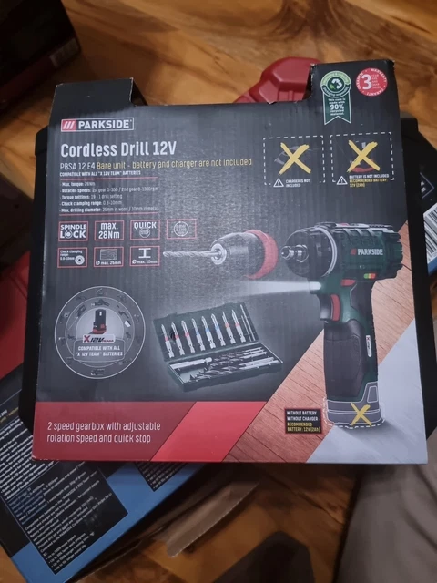PARKSIDE CORDLESS DRILL 12V PBSA 12 E4 Bare Unit £19.99 - PicClick UK