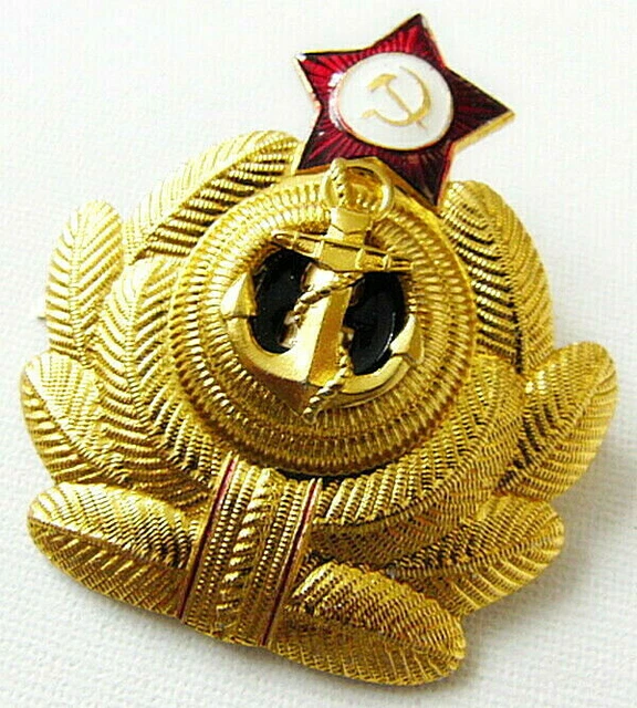SOVIET RUSSIAN NAVY Officer Cap Hat Badge Repro USSR Military Naval ...