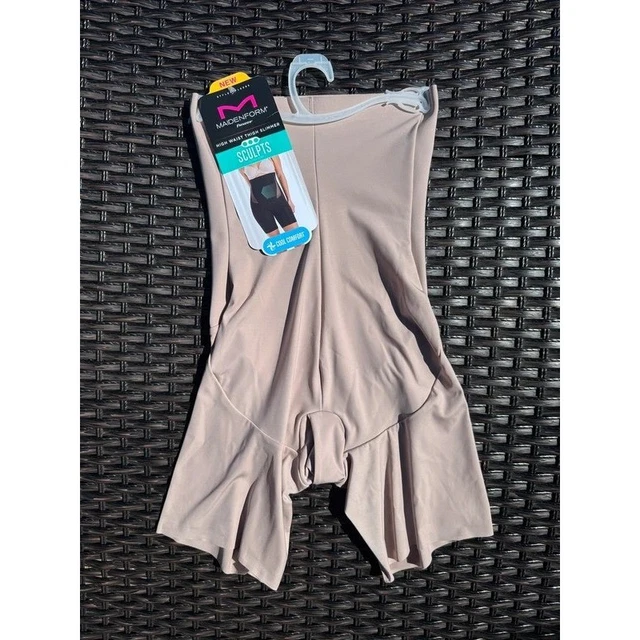 MAIDENFORM HIGH WAIST Thigh Slimmer Women Small Nude Ultra Firm Sculpt ...