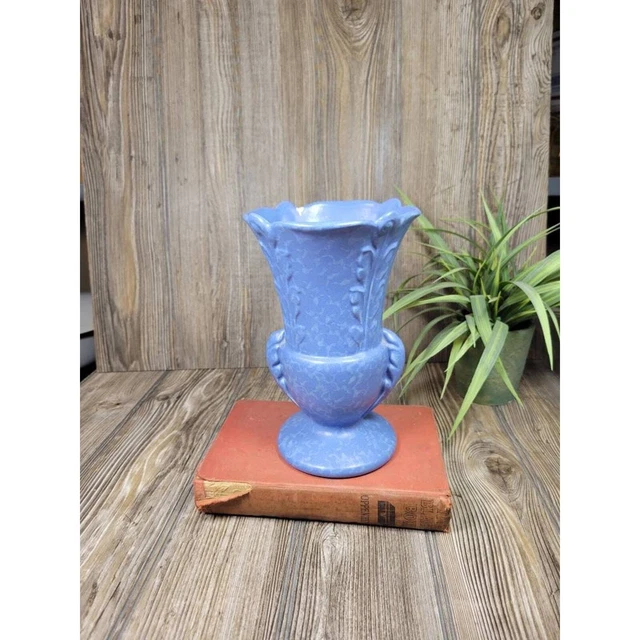 VINTAGE RUMRILL VASE, Dutch Blue 528, Double Handle, Red Wing Pottery ...