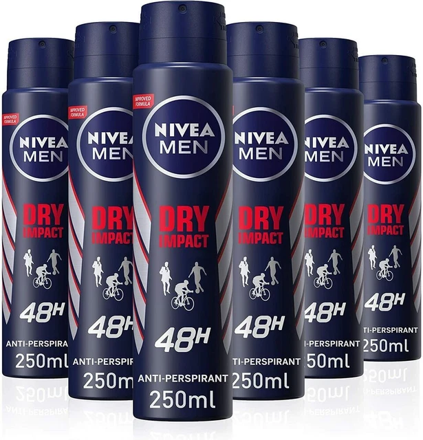 NIVEA MEN ANTI-PERSPIRANT Deodorant Spray, Dry Impact, 48 Hours Deo, 250 ml, £14.39 - PicClick UK