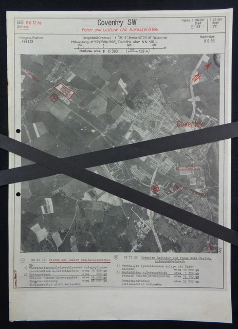 WW2 &SECRET& GERMAN BOMBING RAID TARGET MAP of COVENTRY (AUTO & AERO ...