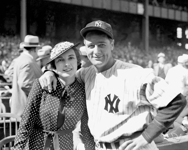 NEW YORK YANKEES Lou Gehrig with Mrs Gehrig at Yankee Stadium befo ...