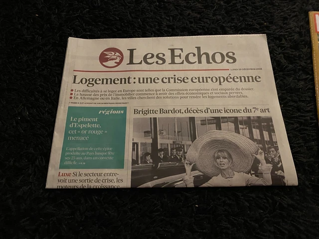 LES ECHOS - BRIGITTE BARDOT, décès d'une icône (29 décembre 2025) EUR ...