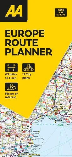 AA EUROPEAN ROUTE Planner Map (Map) AA Road Map Europe Series £7.87 ...