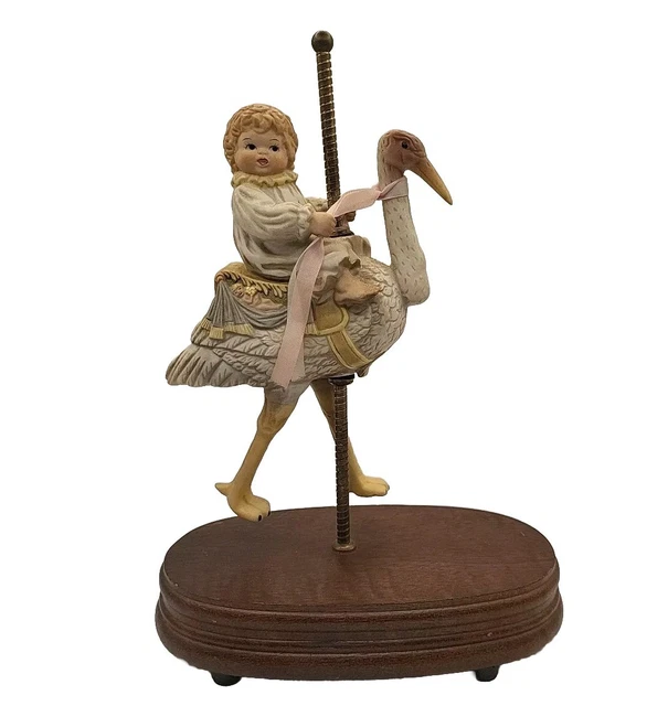 RARE VINTAGE NURSERY Stork Baby Carousel Music Box 11" F2 $18.77 - PicClick