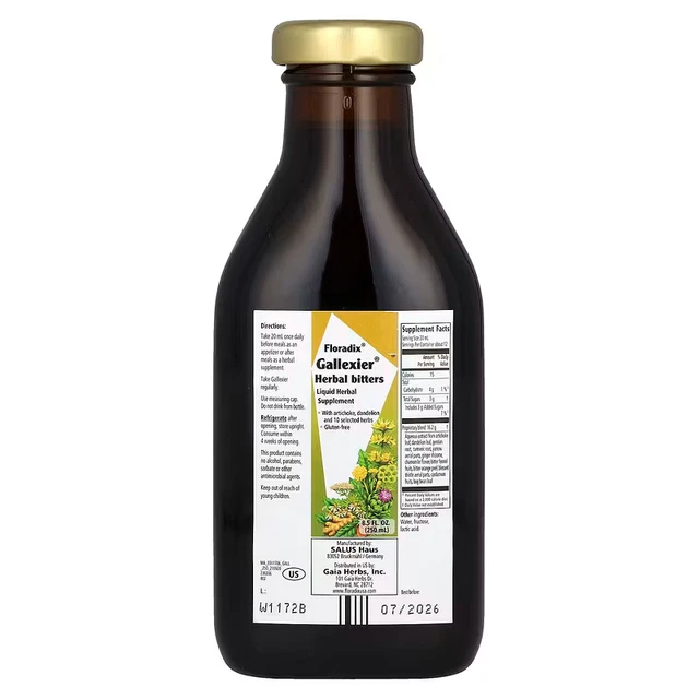 FLORADIX, GALLEXIER®, HERBAL Bitters, Liquid Herbal, 250 ml, Expiry ...