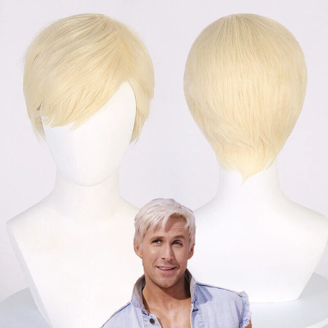 MOVIE BARBIE KEN Cosplay Wig Short Golden Hair Halloween Carnival Party ...