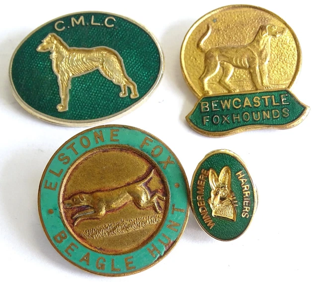 VINTAGE HUNT ENAMEL Badges Elstone Fox Beagle, Bewcastle Foxhounds ...