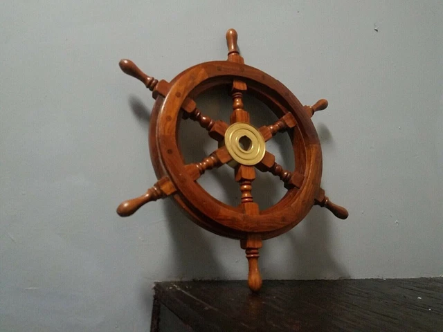 ANCIENNE RÉPLIQUE DE roue nautique laiton vintage 6 rayons mur bateau... EUR 41,42 - PicClick FR