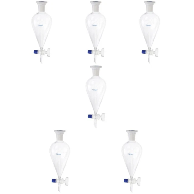 6 COUNT PEAR Shaped Leak Scientific Seperatory Funnel Funnels £86.78 ...