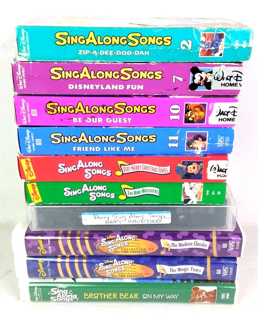 DISNEY SING ALONG Songs VHS Lot 10 On Screen Lyrics Childrens Movies ...
