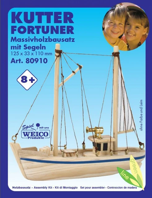 WEICO HOLZBAUSATZ AUS Massivholz 80910 - Kutter Fortuna mit Stützsegel ...