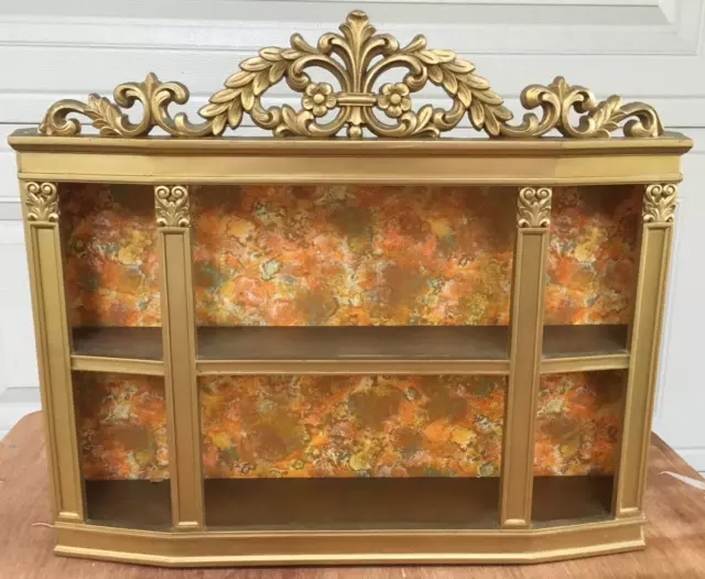 SYROCO#3602 GOLD 1970'S Retro Curio Wall Shelf Shadow Box VTG Hollywood ...