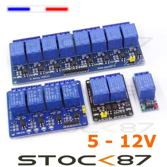 MODULE RELAIS 5V ou 12V / 1,2,4 canaux optocoupleurs Arduino Raspberry ...