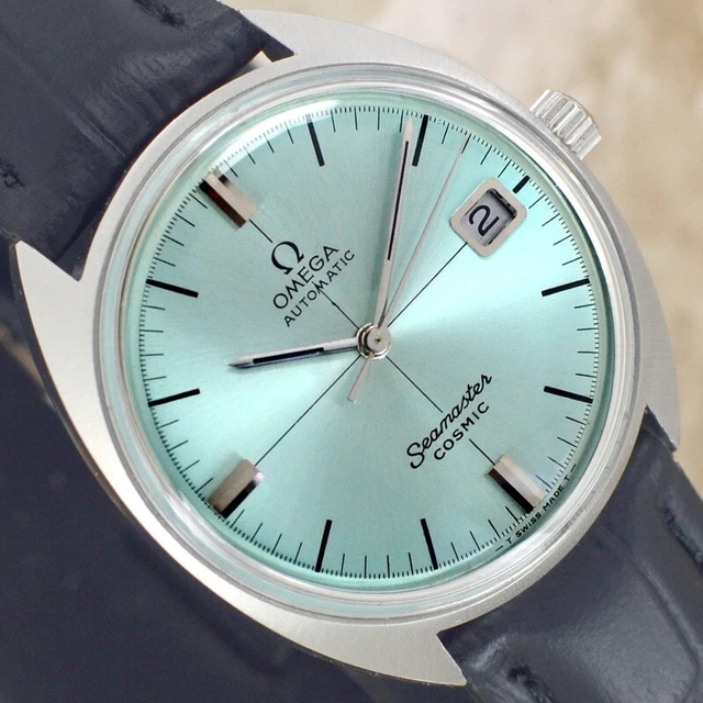 OMEGA SEAMASTER COSMIC AUTOMATIC 24 JEWELS CAL.565 DATE SKY BLUE DIAL ...