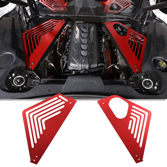 RED ALUMINUM ENGINE Bay Panel Covers Plate Fit For CORVETTE C8 Coupe ...