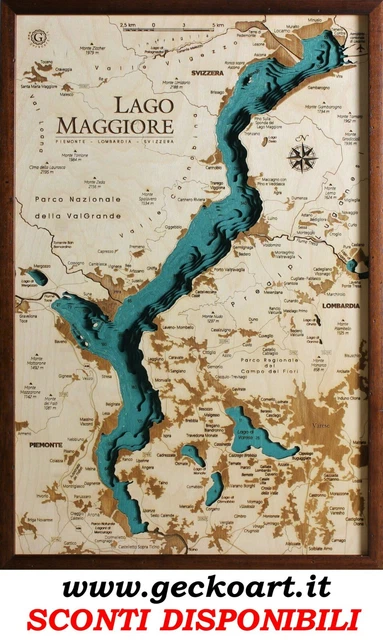 LAKE MAGGIORE 3D Map Modern Picture Map Chart | www.geckoart.it £204.31 ...