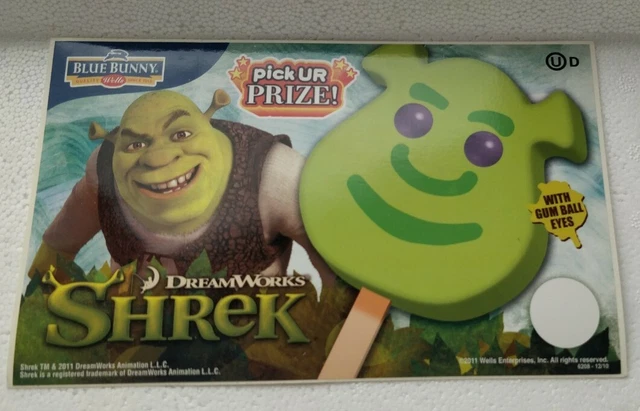 2011 BLUE BUNNY Vintage Dream Works Shrek Ice Cream Sticker Truck Decal ...