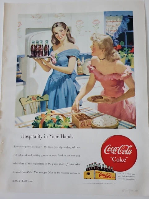 1948 PRETTY GIRLS Cocina Mantener Coca-Cola Soda Botes Encendido ...