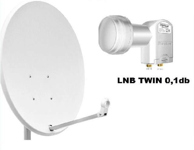 SATELLITE DISH ANTENNA Hd 4K 8K Uhd 90 Cm Corab White + Lnb Twin ...