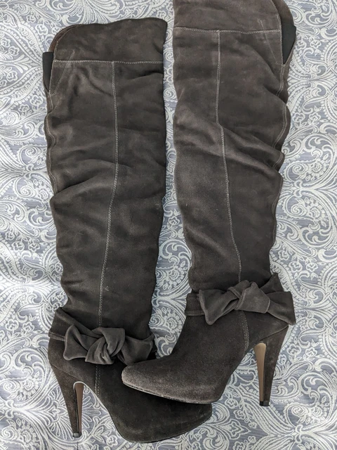 Thigh High Brown Suede River Island Boots Uk 5 Eu 38 £35 00 Picclick Uk