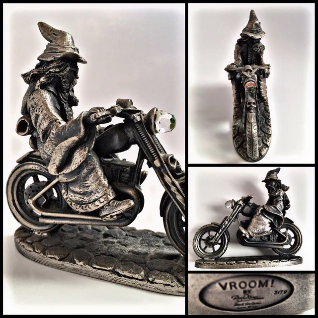 VROOM TUDOR MINT Myth & Magic Pewter Wizard Riding Motorbike by Roger ...