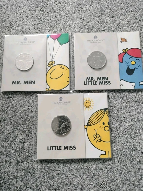 50 YEARS OF Mr Men & Little Miss - 3 x £5 Coins - Full Set £25.24 ...