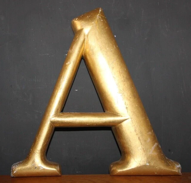 ORIGINAL VINTAGE RECLAIMED 13" Wooden Gold Letter ‘A’. Pub, Shop Sign ...