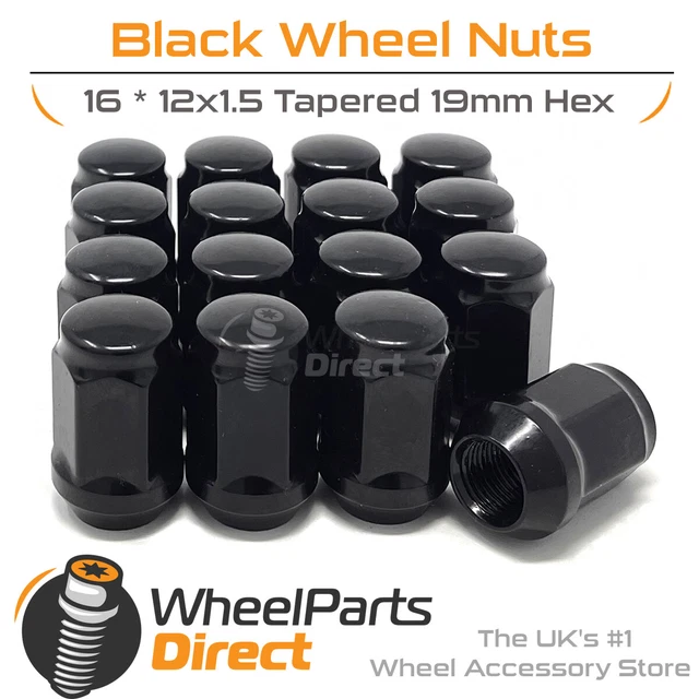 WHEEL NUTS (16) 12x1.5 Black for Proton Jumbuck 02-10 on Aftermarket ...