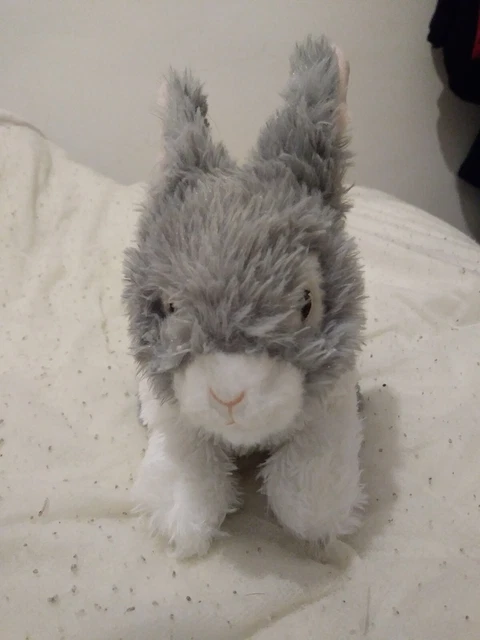 KEELECO GREY & White Rabbit Bunny Soft Toy 7" Long £2.50 - PicClick UK