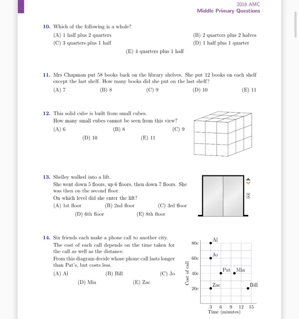 AMC PAPERS AUSTRALIAN Maths Competition with Answers OC Selective 2021 ...