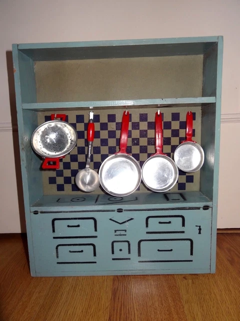 ANCIEN JOUET CUISINIÈRE bois enfant poupée miniature meuble cuisine dînette 1930 EUR 175,00 ...