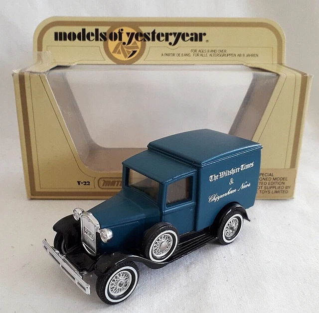 RARE MATCHBOX YESTERYEAR Y22 1930 Ford Model A Van Wiltshire Times ...