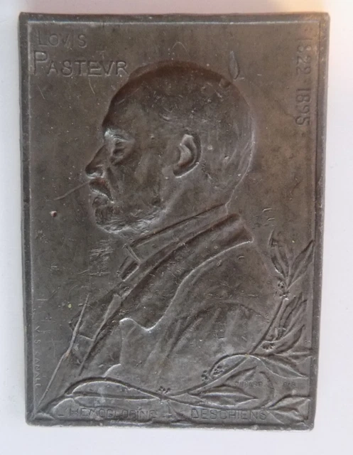 PLAQUE MEDAILLE PLOMB - LOUIS PASTEUR ( 1822-1895 ) - 11x 8 cm ( 406 g ...