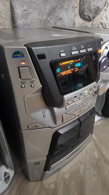 PANASONIC SA-AK33 5-CD Player 2-Cassette Deck Recorder FM/AM Radio ...