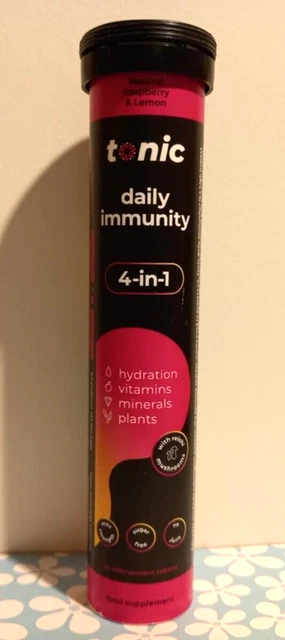 TONIC DAILY IMMUNITY 4-In-1 20 Effervescent Tablets Natural Raspberry ...