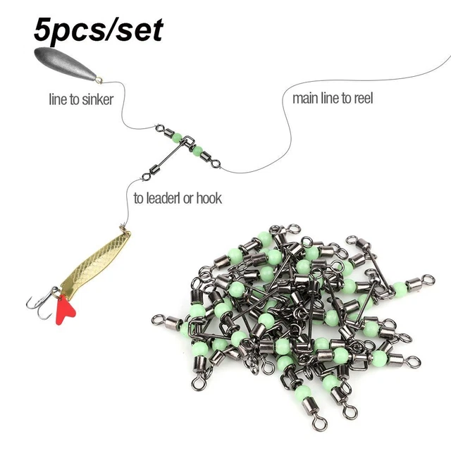 T-SHAPE FISHING SWIVELS 3 Way Connector Luminous Rolling Swivel with ...